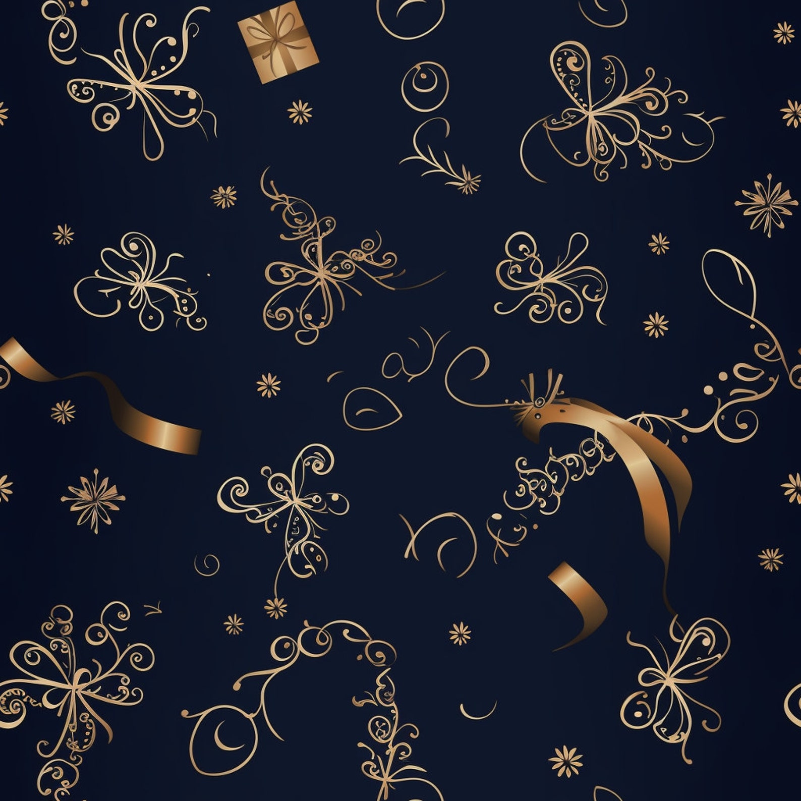 Dark Blue Christmas Themed, Wrapping Paper Design Patterns, 8 Pack ...