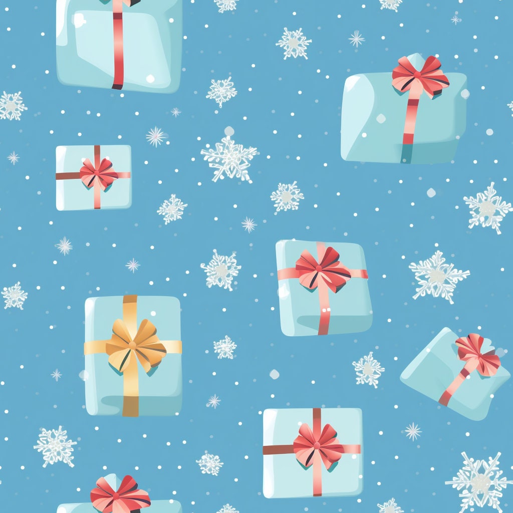 Light Blue Christmas Themed Design for Wrapping Paper and Other Winter ...