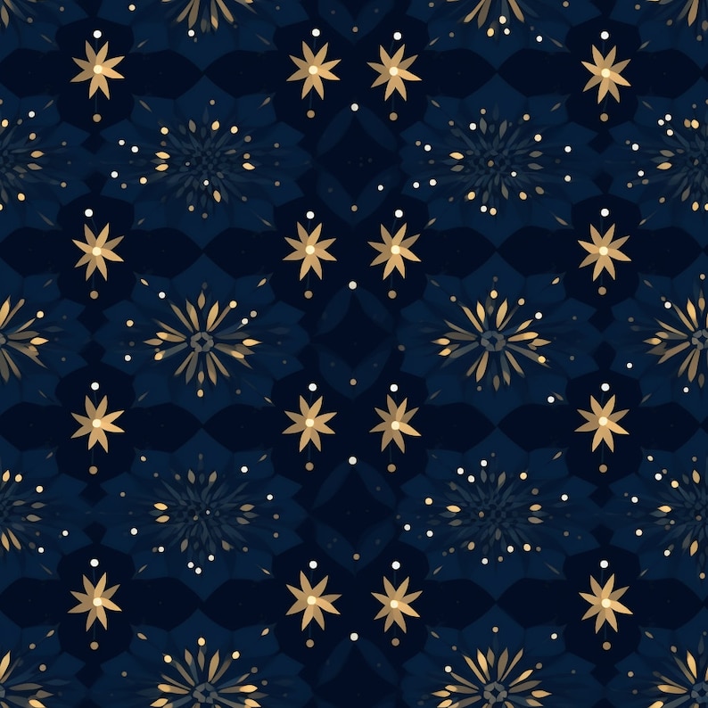 Dark Blue Christmas Themed, Wrapping Paper Design Patterns, 8 Pack ...