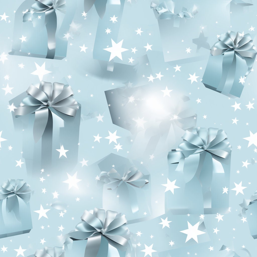 Light Blue Christmas Themed Design for Wrapping Paper and Other Winter ...