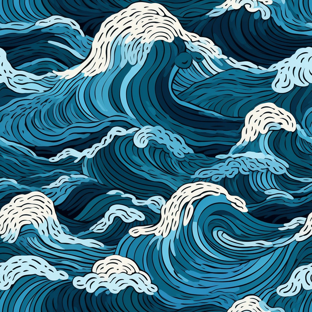 Ocean Designs and Patters, Pack of 8, Seamless Designs, Ocean Waves ...