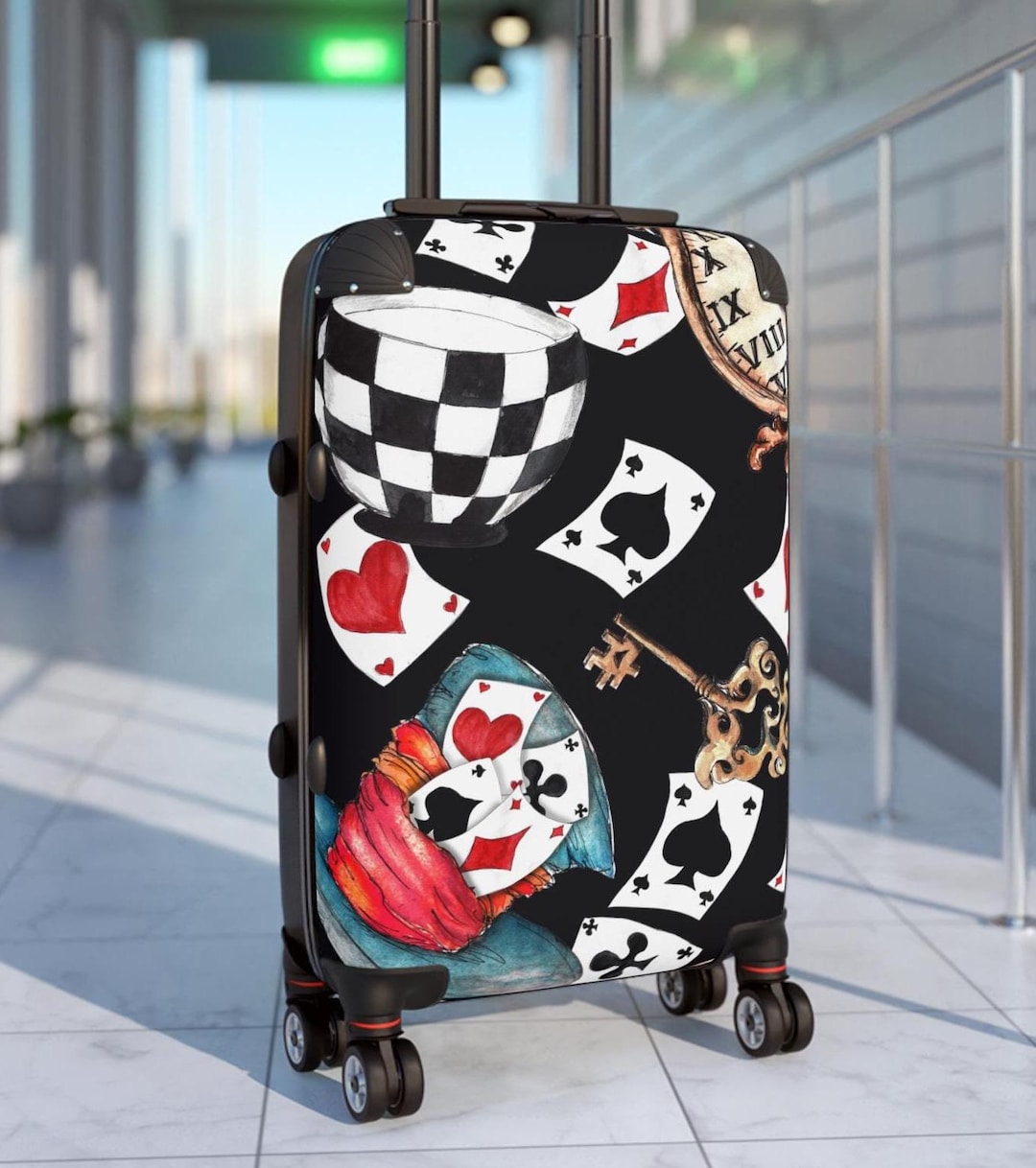 Whimsical Playing Cards Suitcase, Travel Bag, Luggage, Unique Gift for ...
