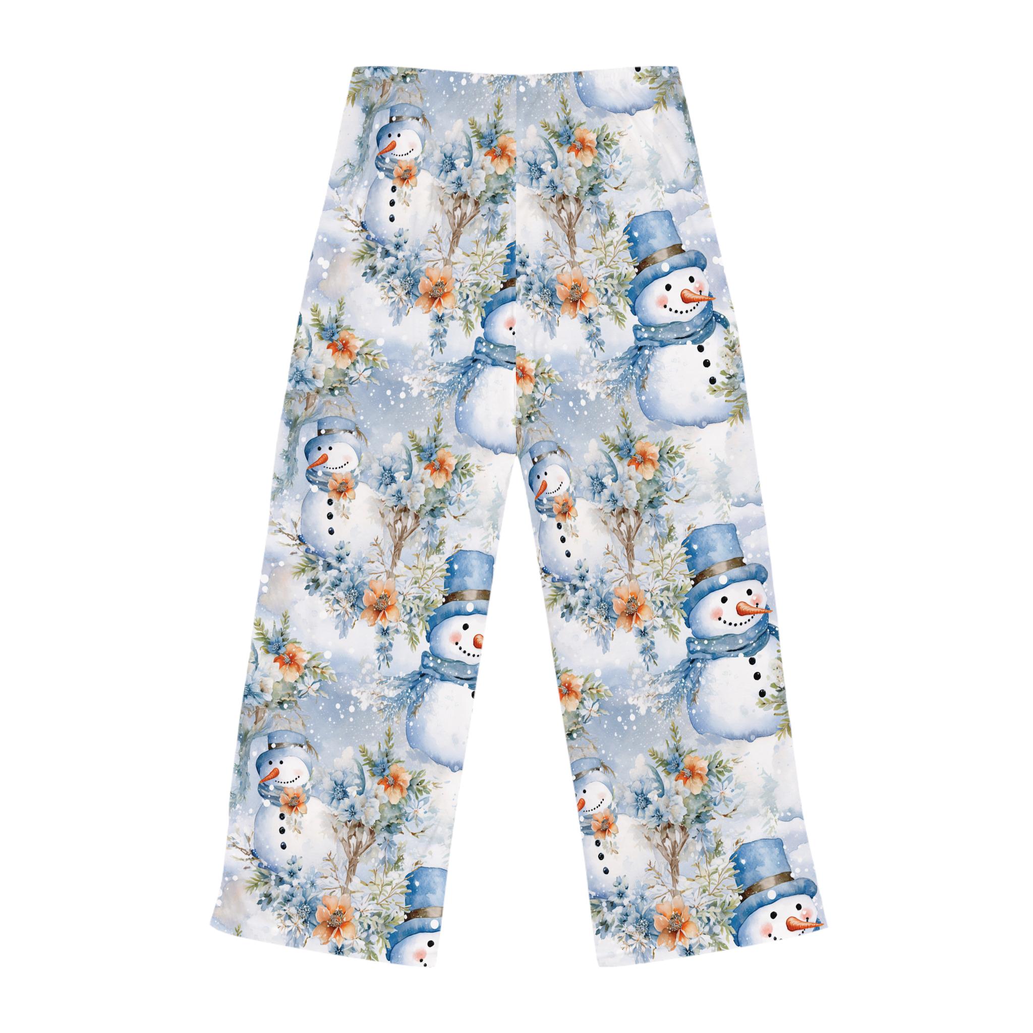 Cozy Winter Pajama Pants, Snowman Print Sleepwear, Holiday Gift for Her ...