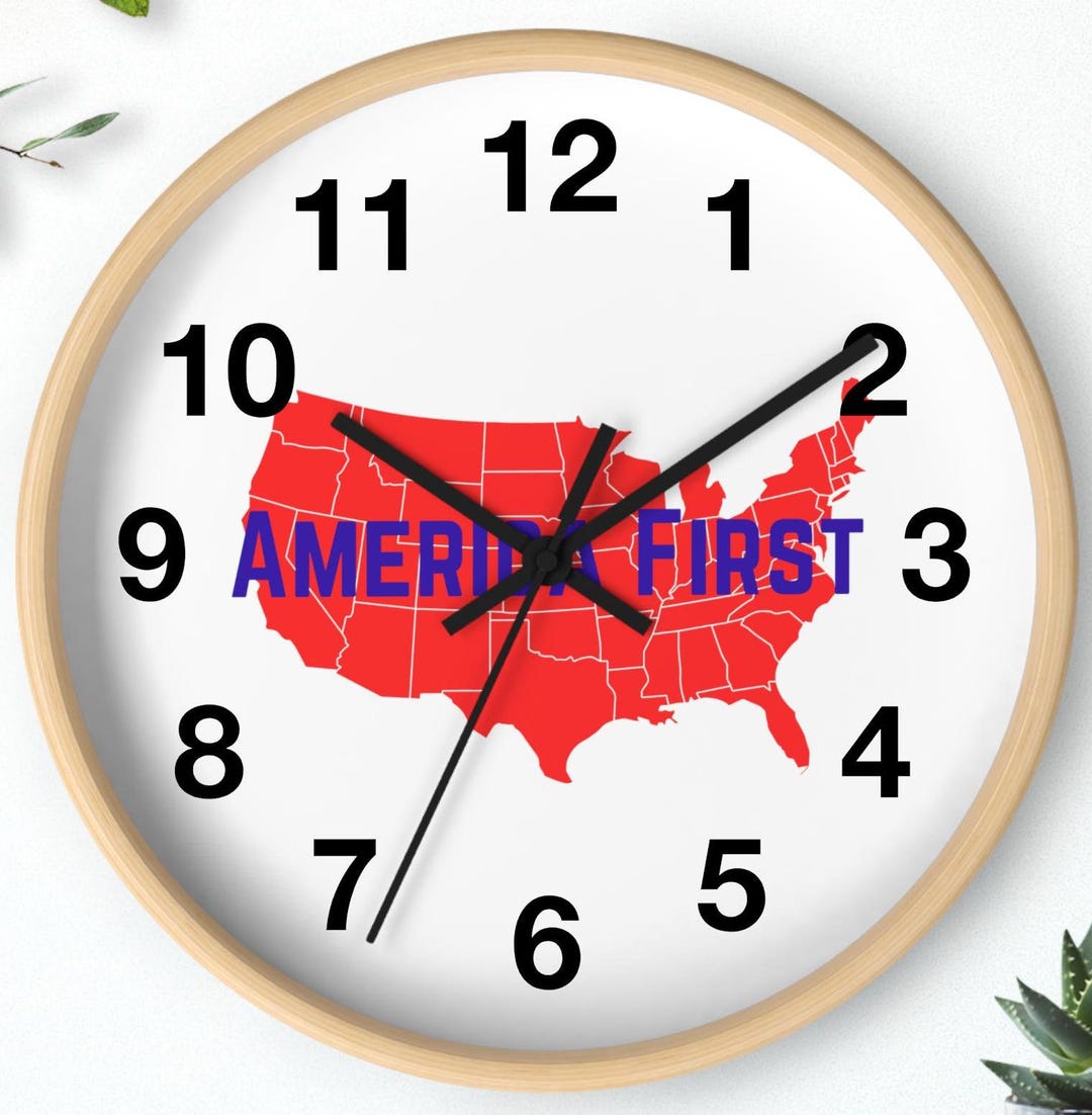 America First Patriotic Wall Clock, Americana Decor, Home Office, Gift ...