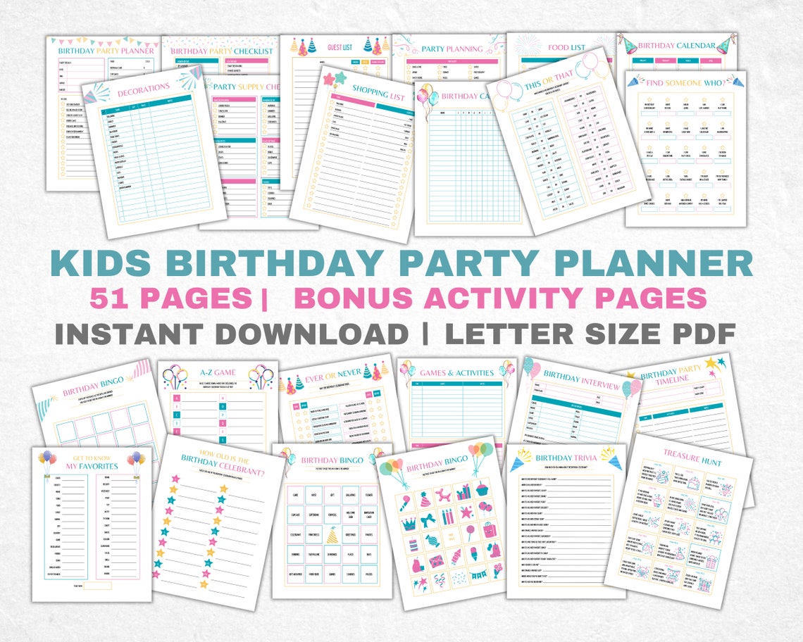 Printable Party Planner | Printable Birthday Party Organizer | Kids ...