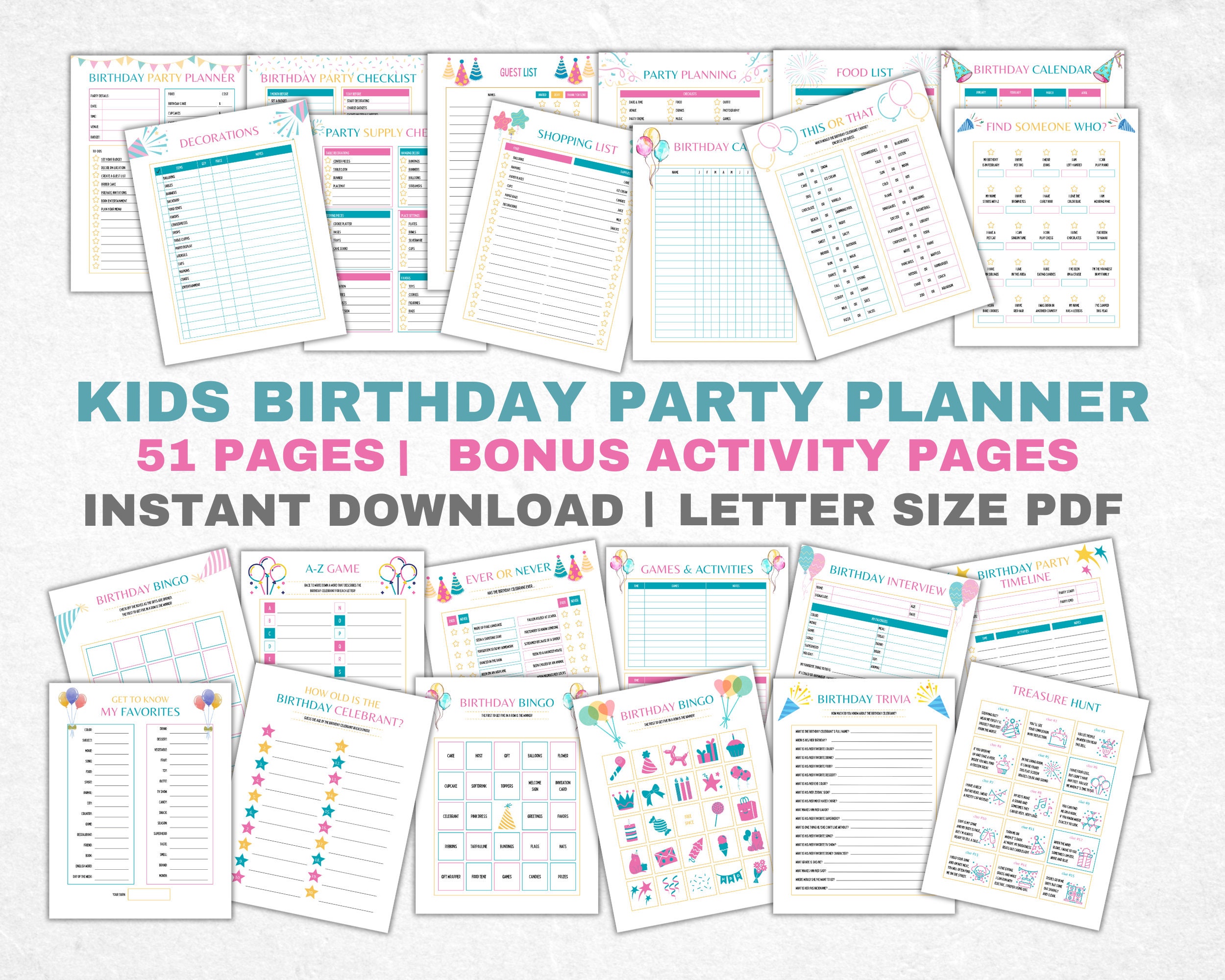 Printable Party Planner | Printable Birthday Party Organizer | Kids ...