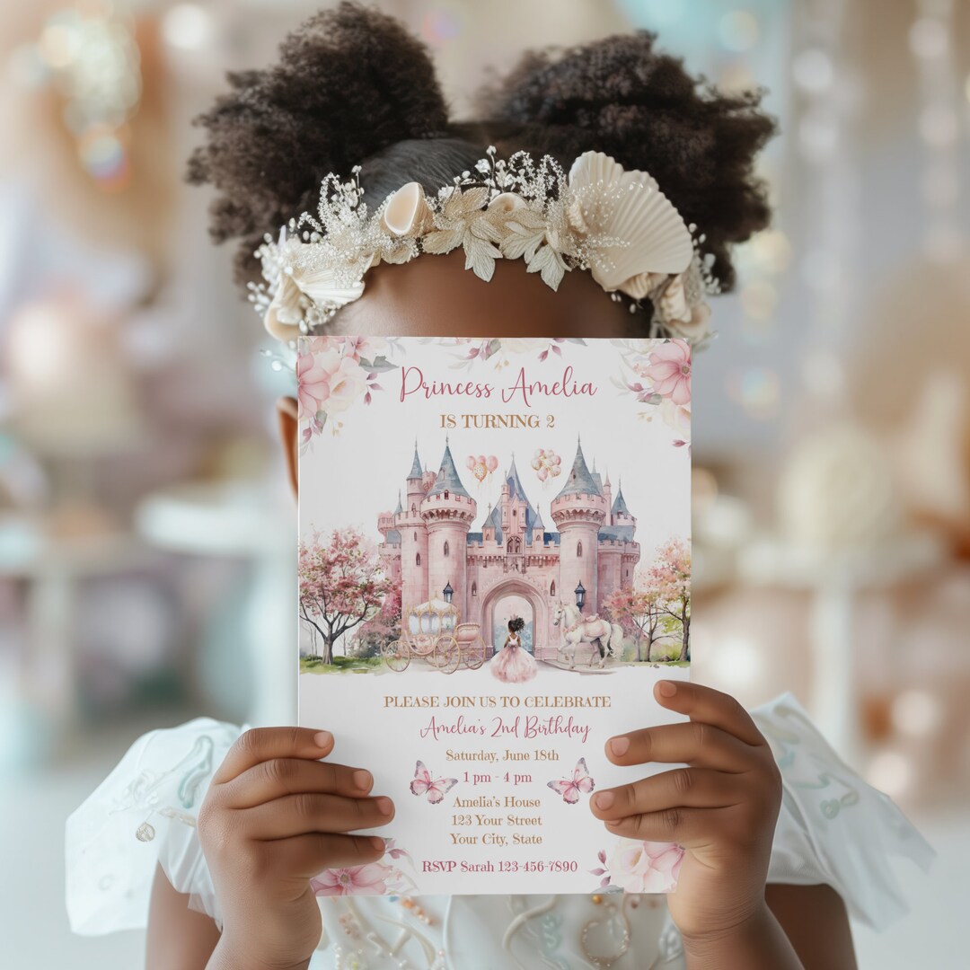 Editable Princess 2nd Birthday Invitation, Pink Princess Party Photo ...