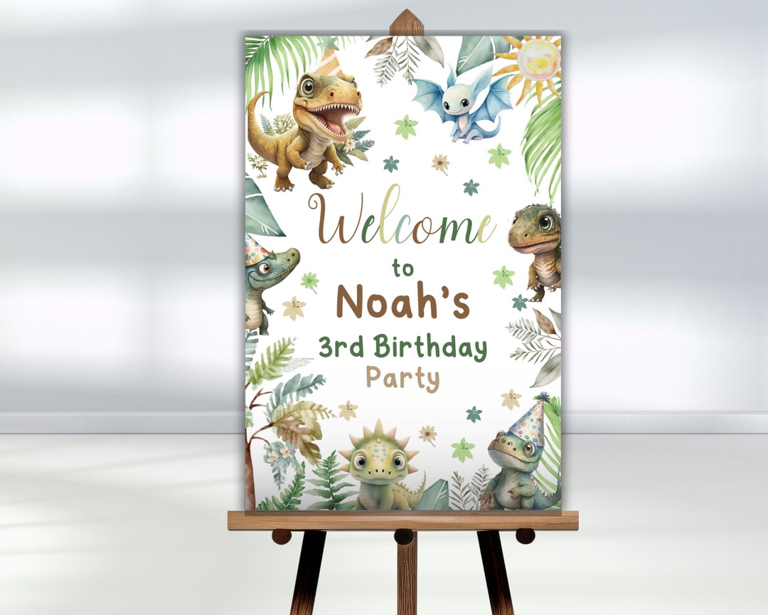 Dinosaur Welcome Sign | Dinosaur Party Sign Decorations | Dino Theme ...