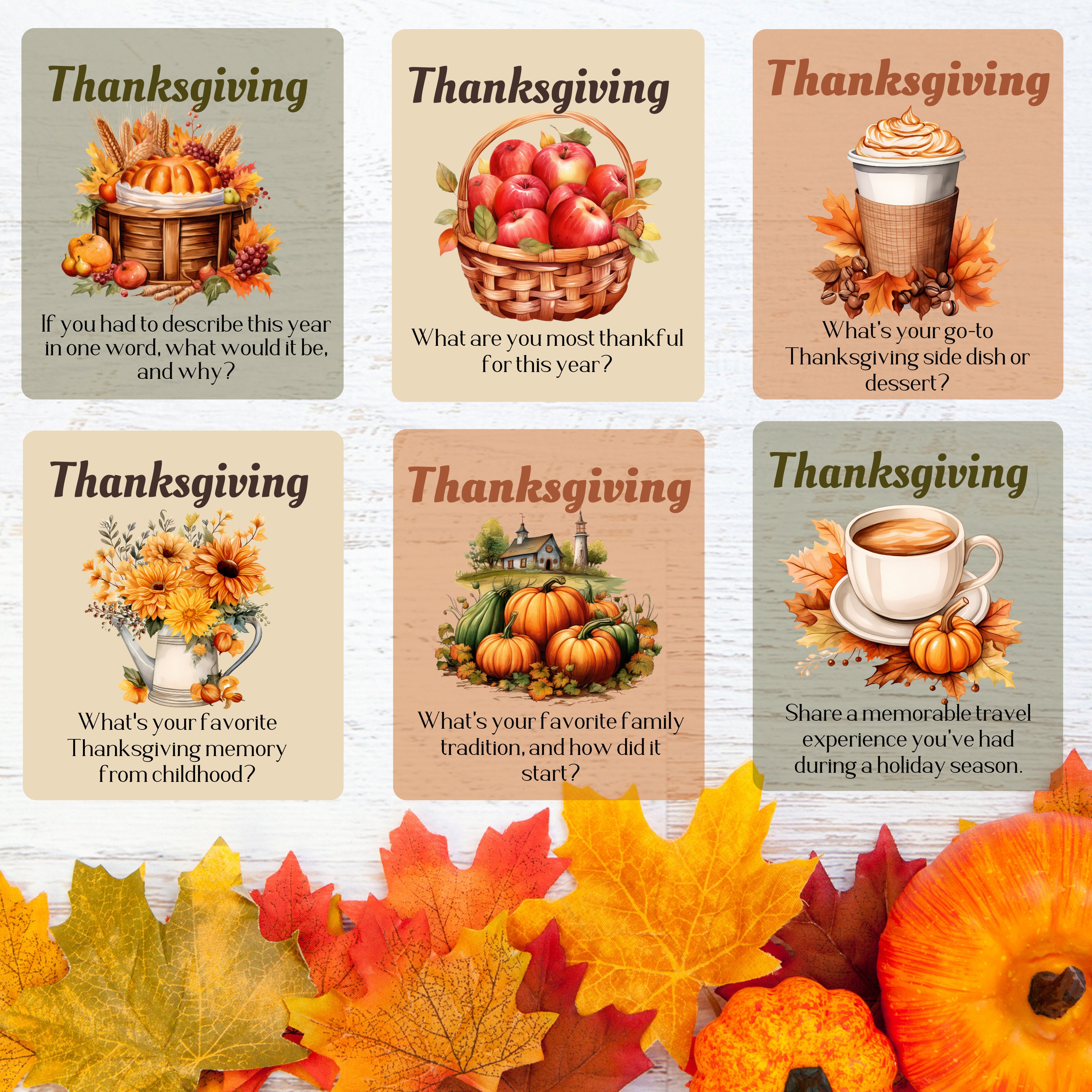 Conversation Starters | Digital Download | 54 Thanksgiving Conversation ...