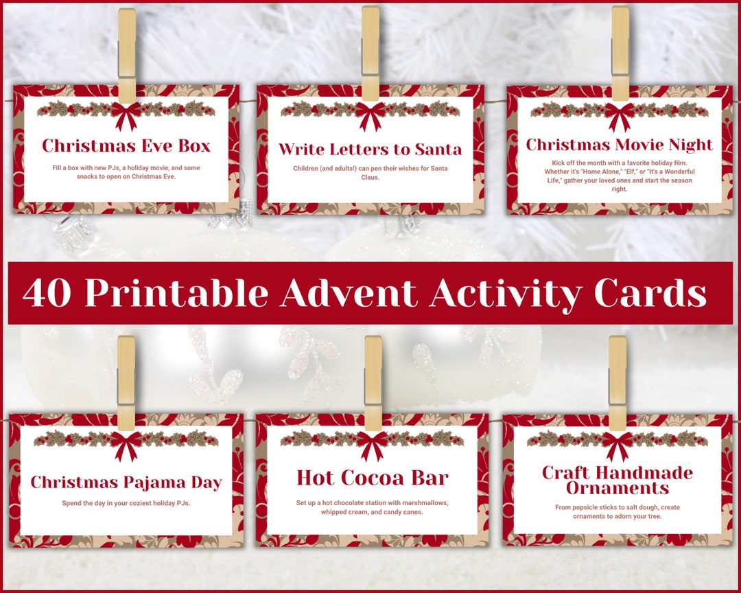 Advent Activities Cards Printable Christmas Advent Cards - Etsy