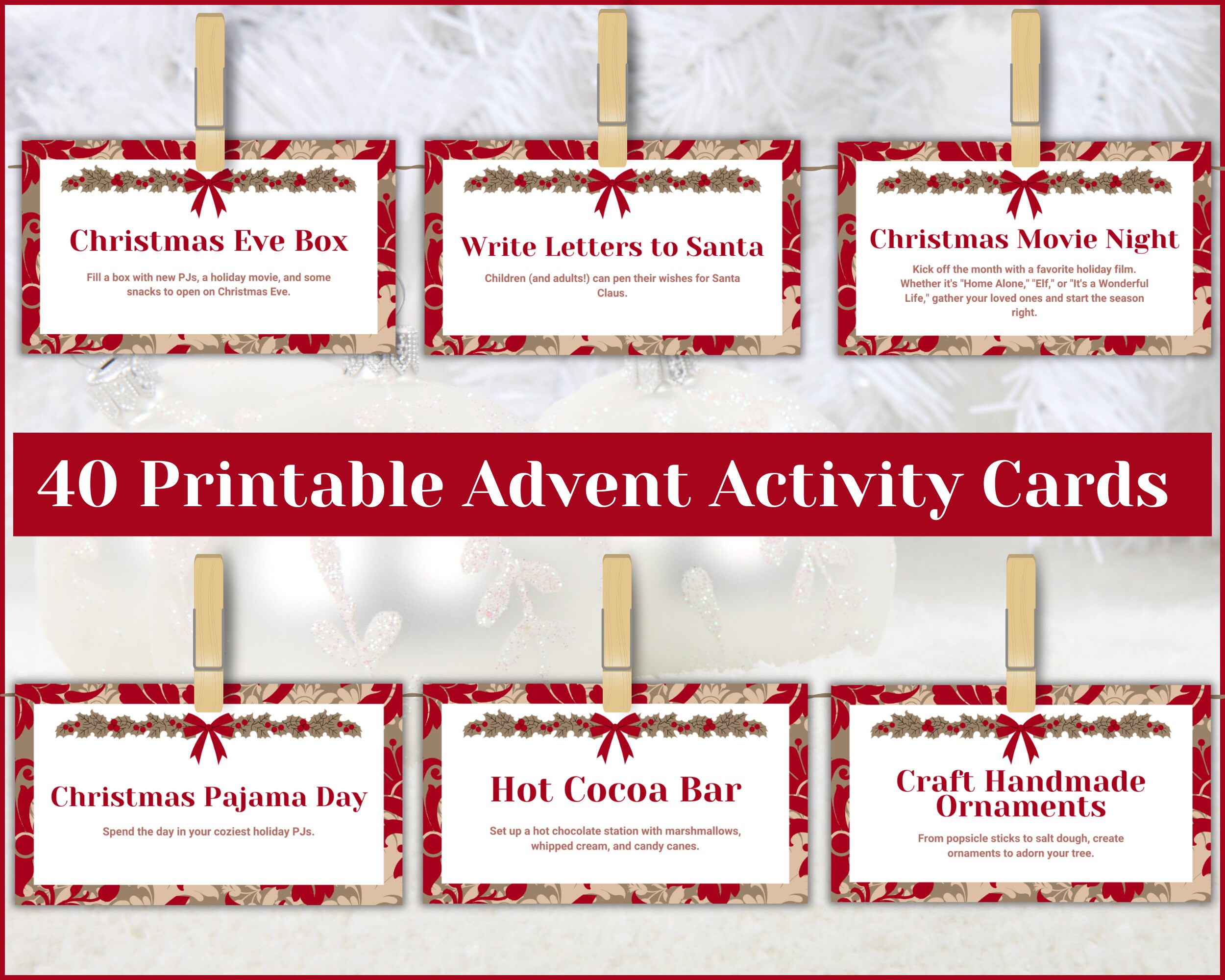 Advent Activities Cards Printable Christmas Advent Cards - Etsy