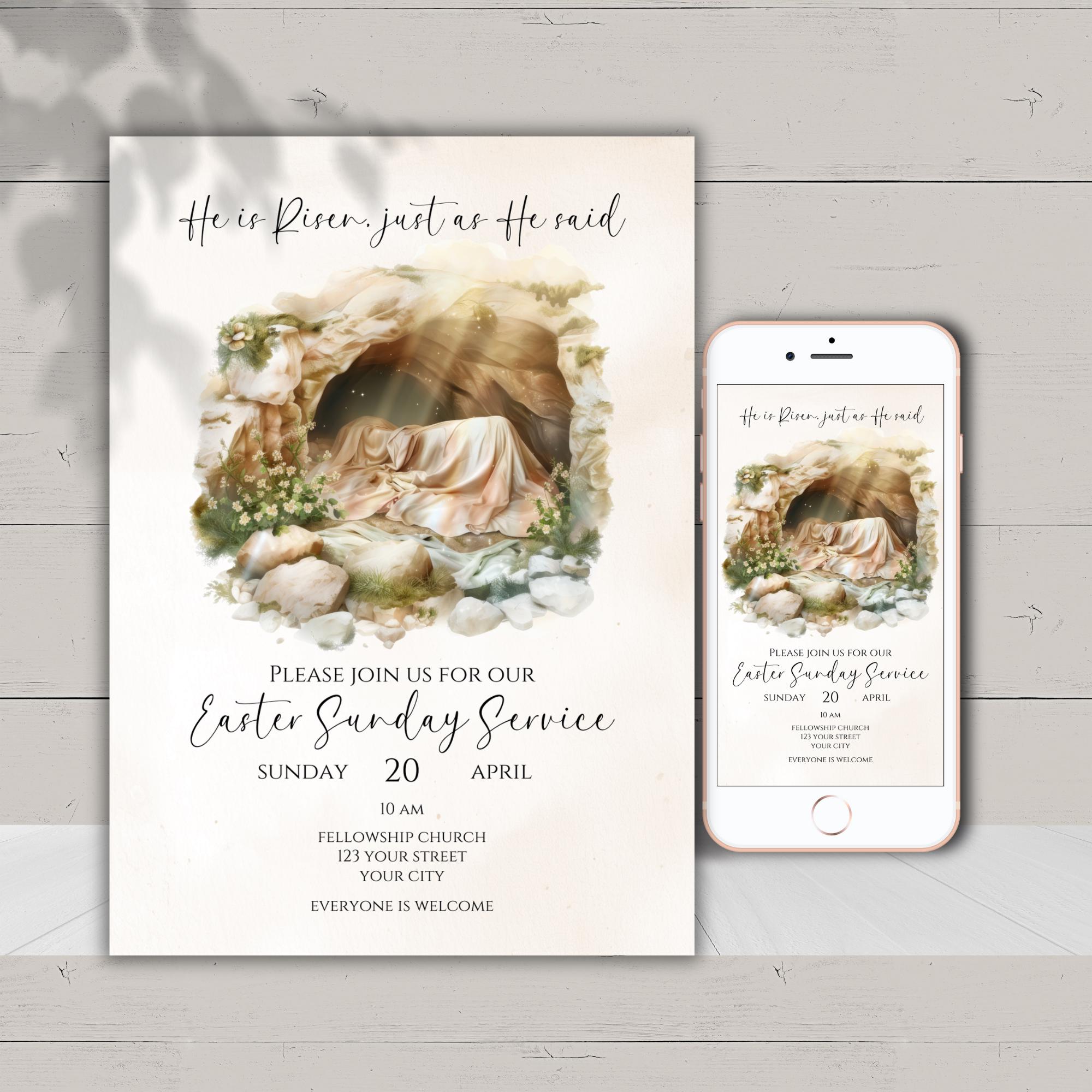 Easter Church Invitation, Customizable Easter Sunday Invite, Church ...