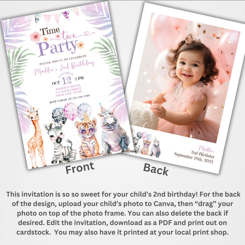 Time Two Party 2nd Birthday Invitation, Editable Boys Second Birthday ...