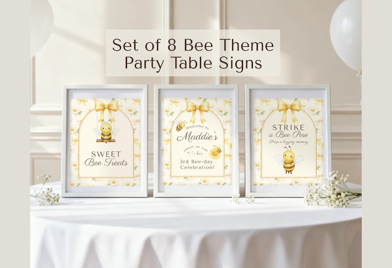 Bee Birthday Party Signs Bundle, Bumble Bee Birthday Decor, Daisy Bee ...