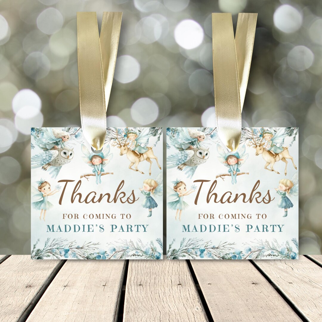 Editable Winter Fairy Thank You Gift Tags, Unique Party Favor Tag ...