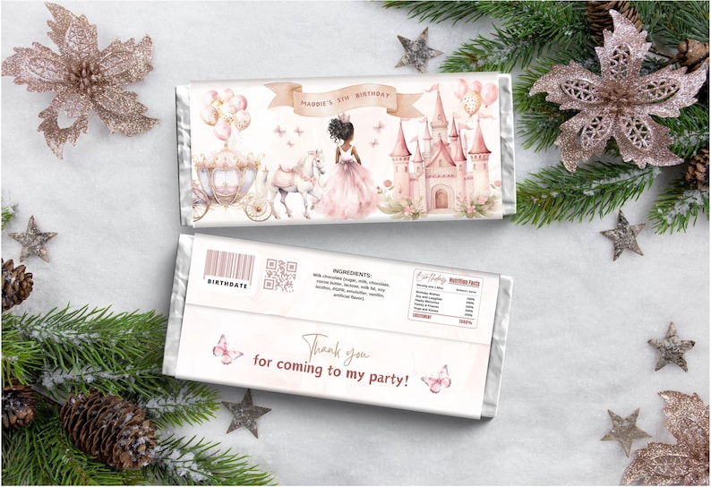 Custom Princess Chocolate Bar Wrapper – 5.5x5.5” Editable Canva ...