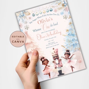 Pink Nutcracker 1st Birthday Invitation, Editable Printable Girl First ...