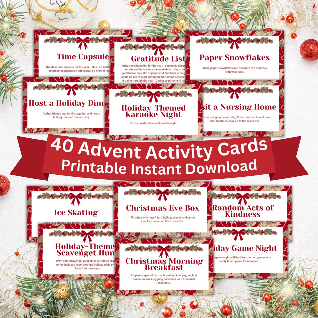 Advent Activities Cards | Printable Christmas Advent Cards | Advent ...