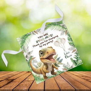 Editable Dinosaur Birthday Party Thank You Tag | T Rex Dinosaur Party ...
