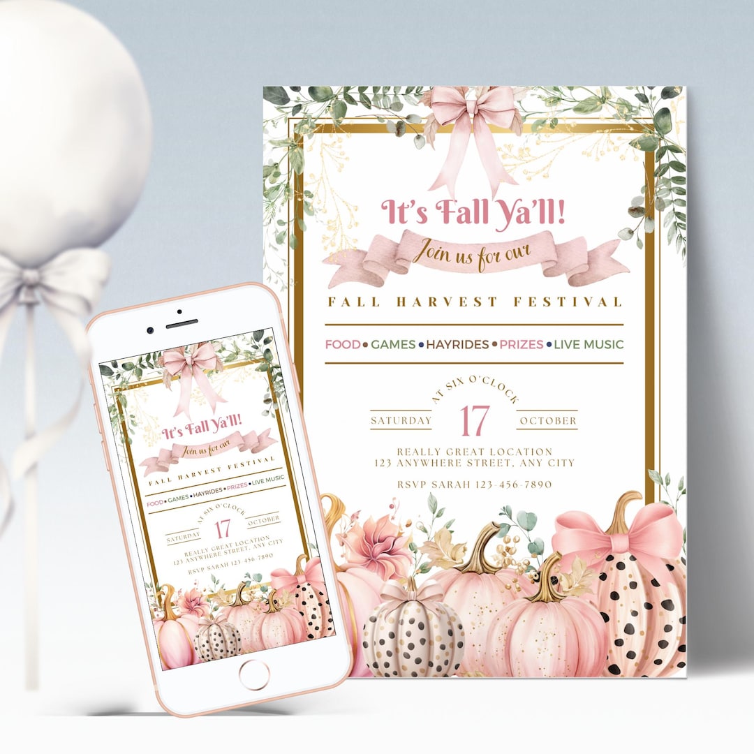Fall Harvest Party Invitation, Editable Fall Fest Invite, Neighborhood ...