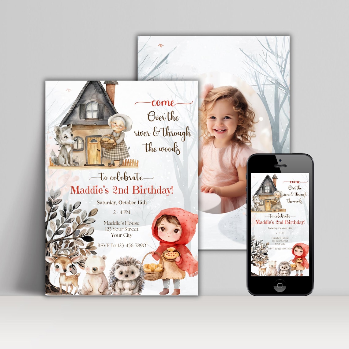 Little Red Riding Hood 2nd Birthday Invitation, Fairytale Printable ...
