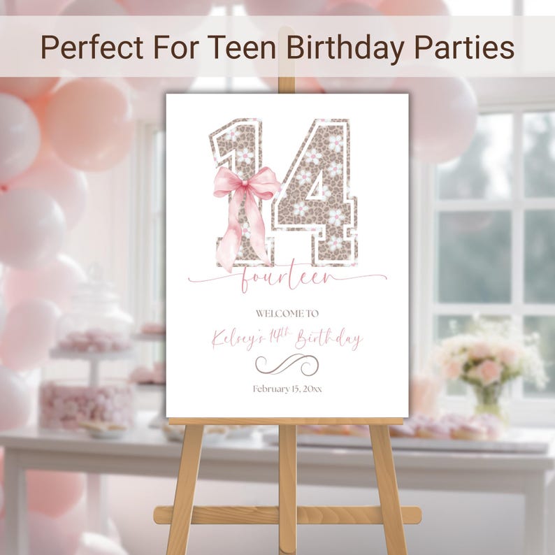 14th Birthday Welcome Sign | Teen Birthday Party Welcome Poster ...