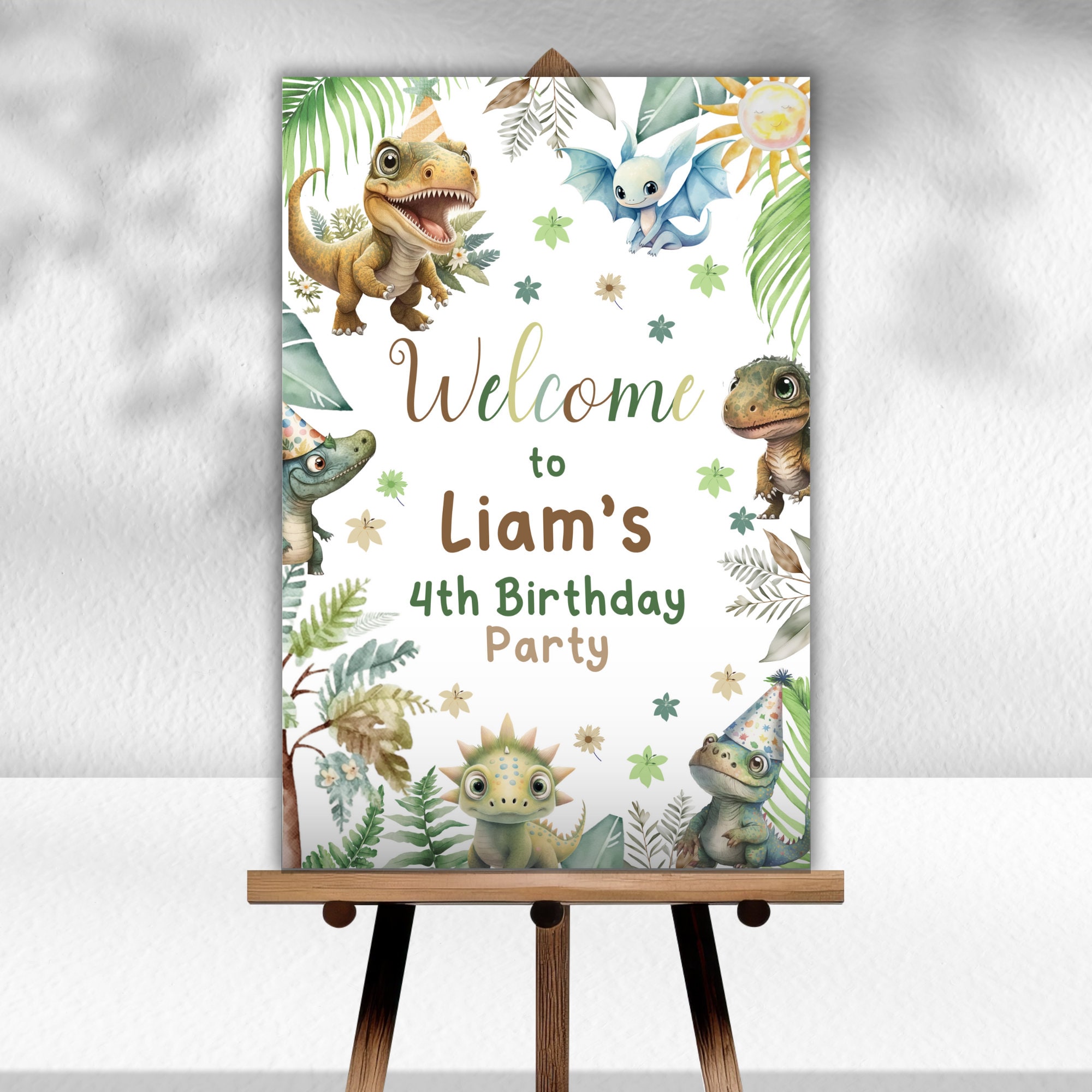 Editable Dinosaur Welcome Sign Jurassic Birthday Party 2 Year Old ...