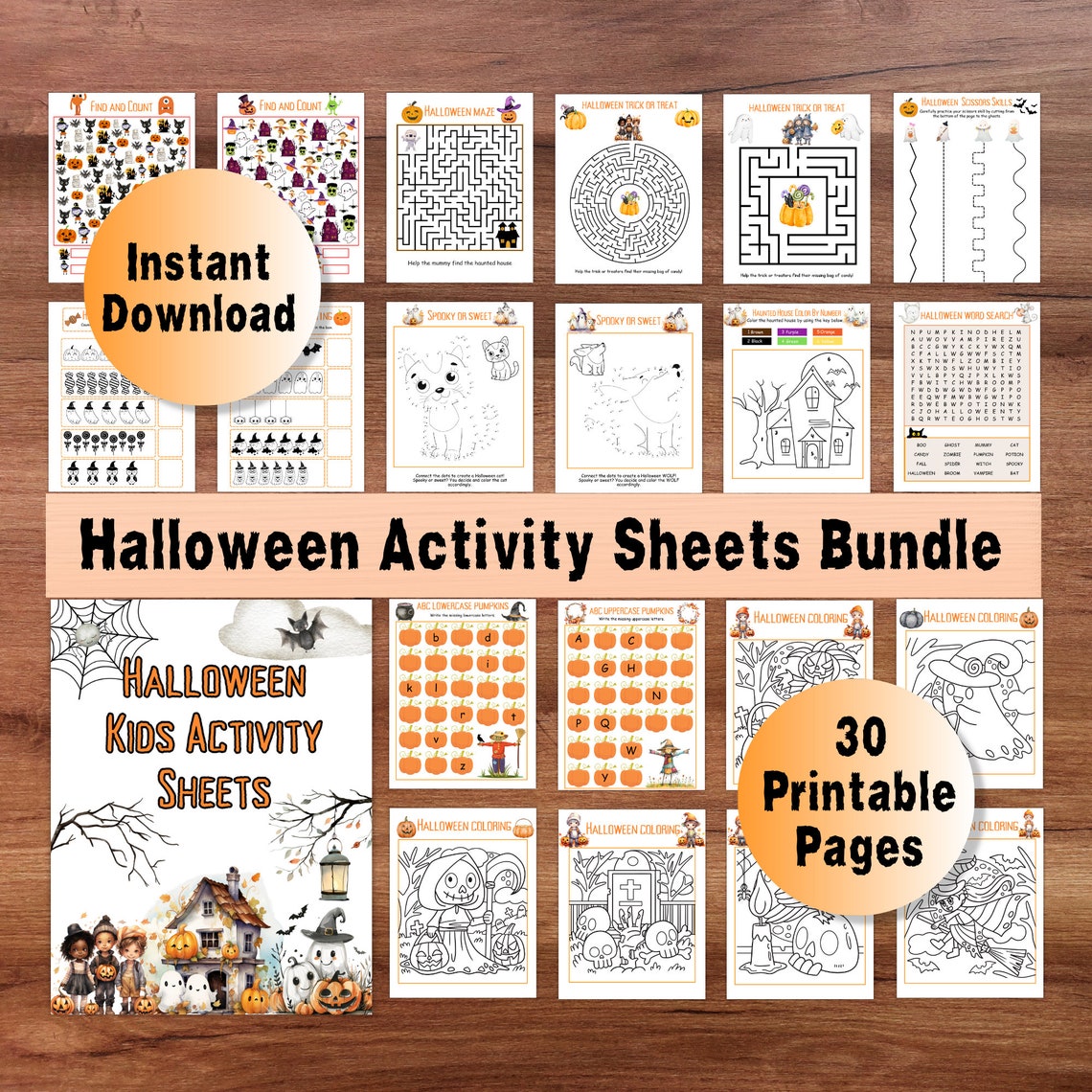 Printable Kids Halloween Activities Bundle, Halloween Coloring Pages ...