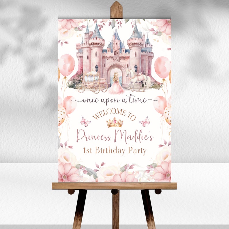 Princess 1st Birthday Party Welcome Sign, Any Age, Editable Once Upon A ...