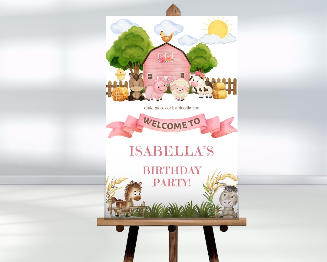 Editable Farm Birthday Welcome Sign, Barnyard Party, Printable Barnyard ...