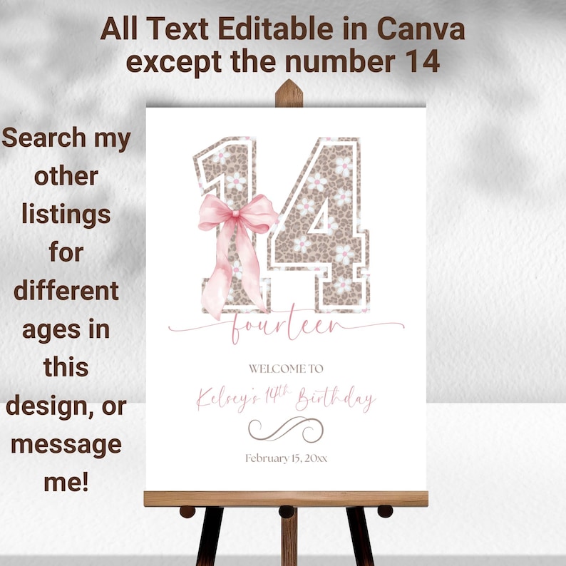14th Birthday Welcome Sign | Teen Birthday Party Welcome Poster ...