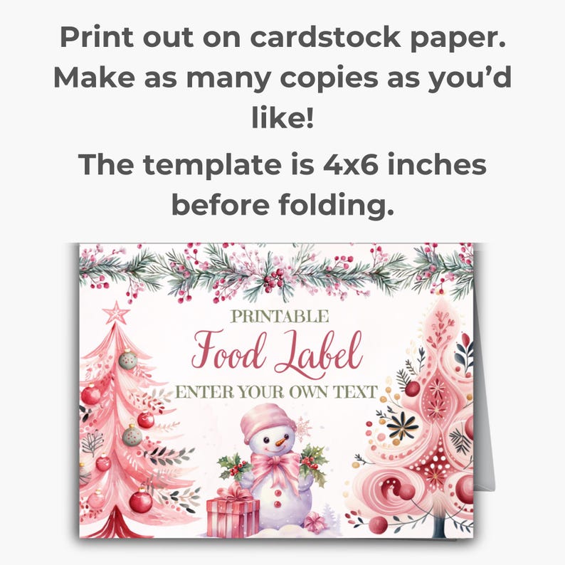 Printable Food Tent Buffet Card Template, Winter Christmas December ...