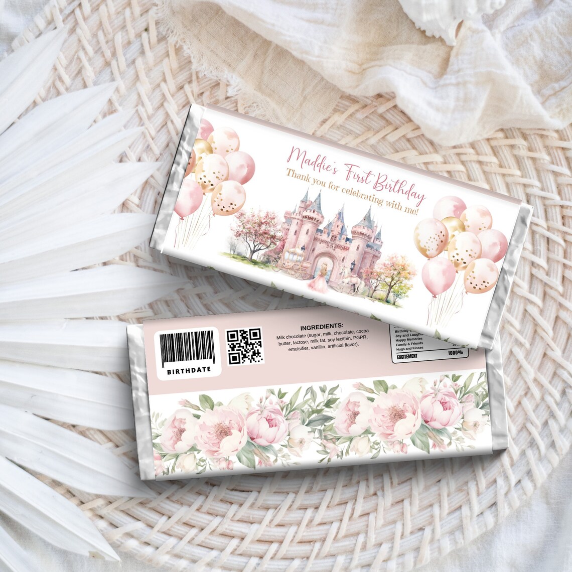 Personalized Princess Candy Bar Wrapper, 1st Birthday, Editable Any Age ...