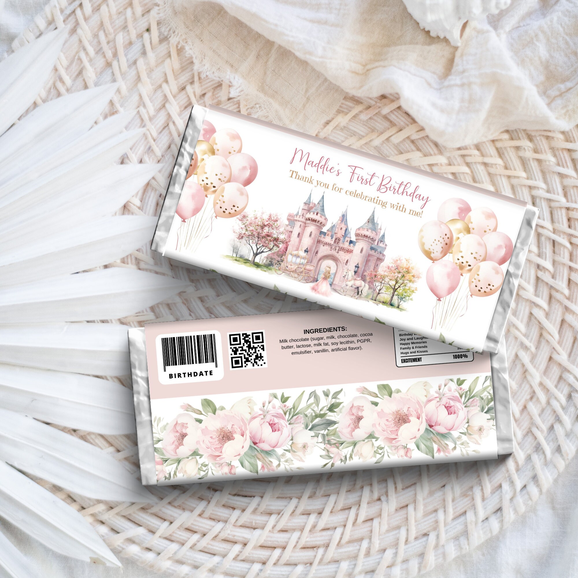 Personalized Princess Candy Bar Wrapper, 1st Birthday, Editable Any Age ...