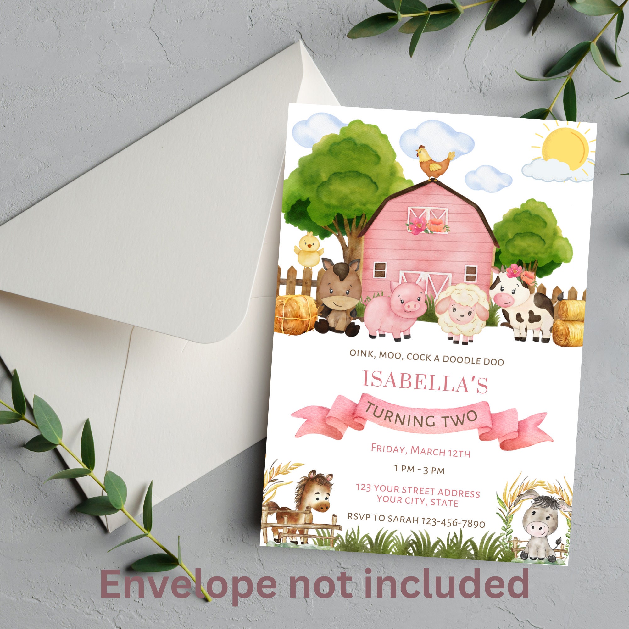 Editable Girl Farm Invitation Farm Themed Invitation 2 Year Old ...