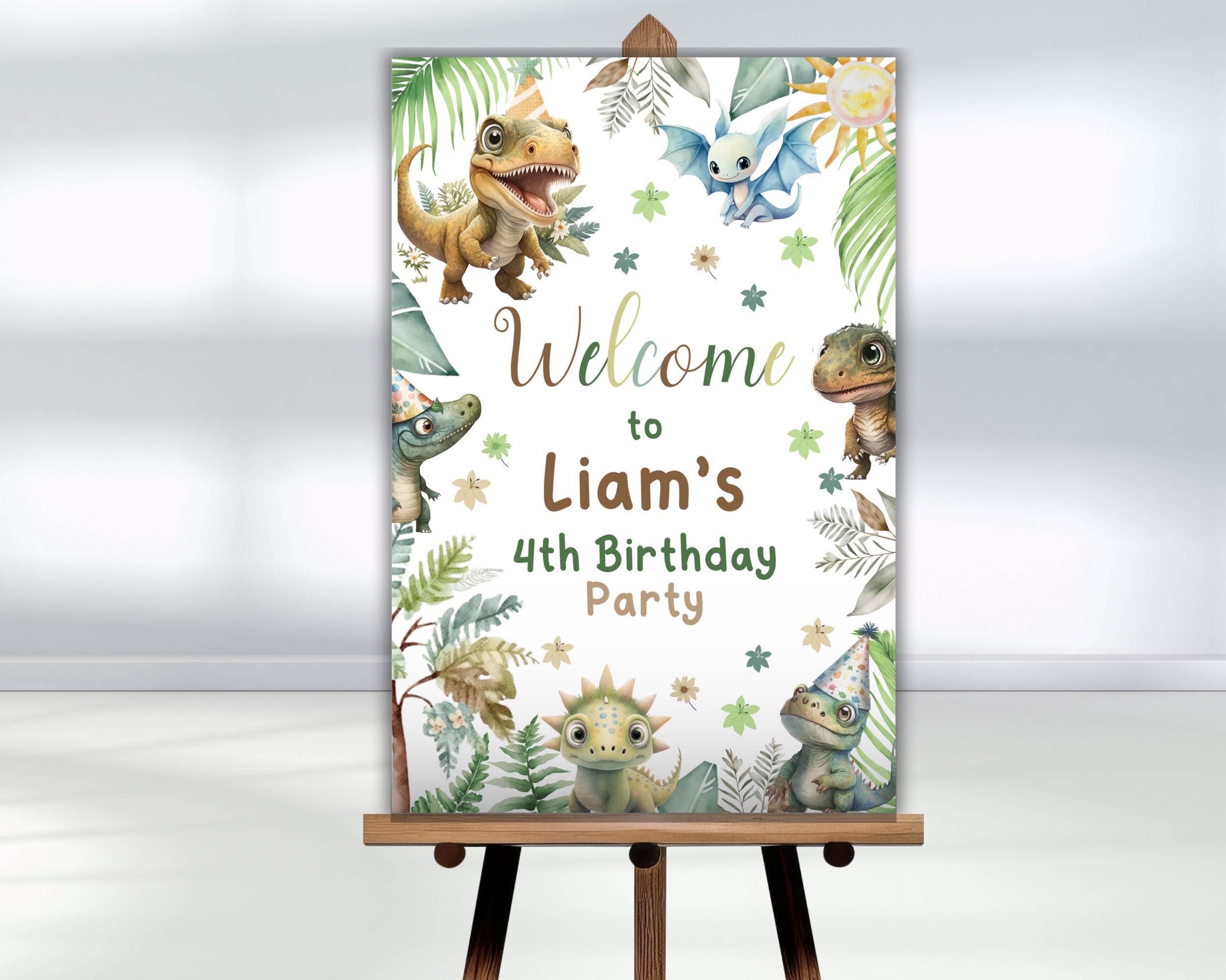 Editable Dinosaur Welcome Sign Jurassic Birthday Party 2 Year Old ...