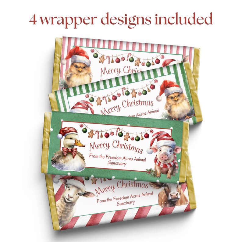 Christmas Printable Chocolate Candy Bar Wrappers, 1.55 Ounce ...