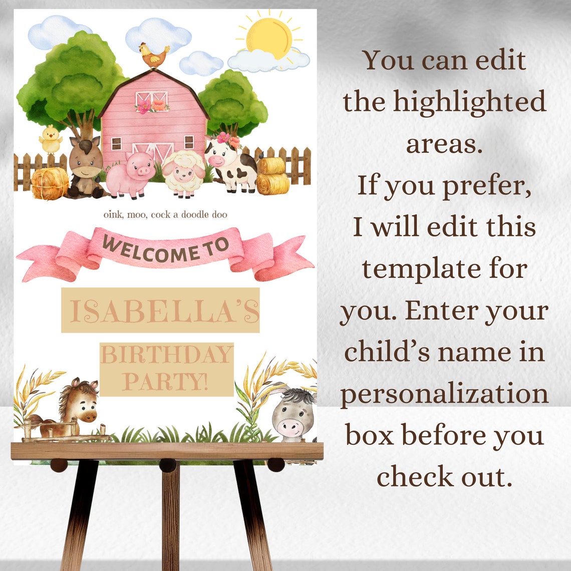 Editable Farm Birthday Welcome Sign, Barnyard Party, Printable Barnyard ...