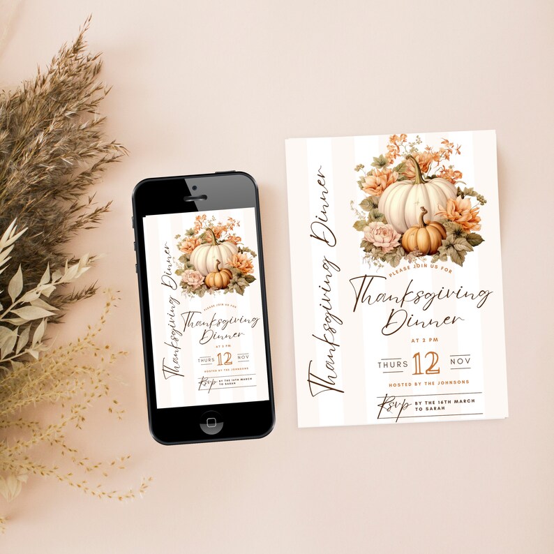 Thanksgiving Invite | Printable Thanksgiving Invitation| Thanksgiving ...