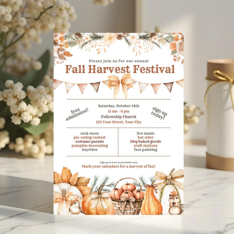Fall Festival Invitation, Printable Harvest Festival Party Invite ...