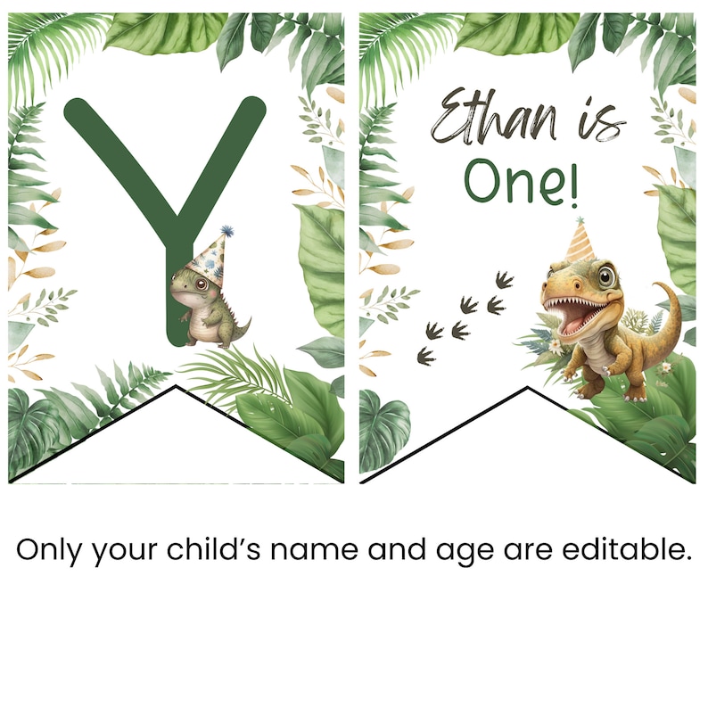 Printable Dinosaur Banner 1st Birthday, Instant Download, Dinosaur ...