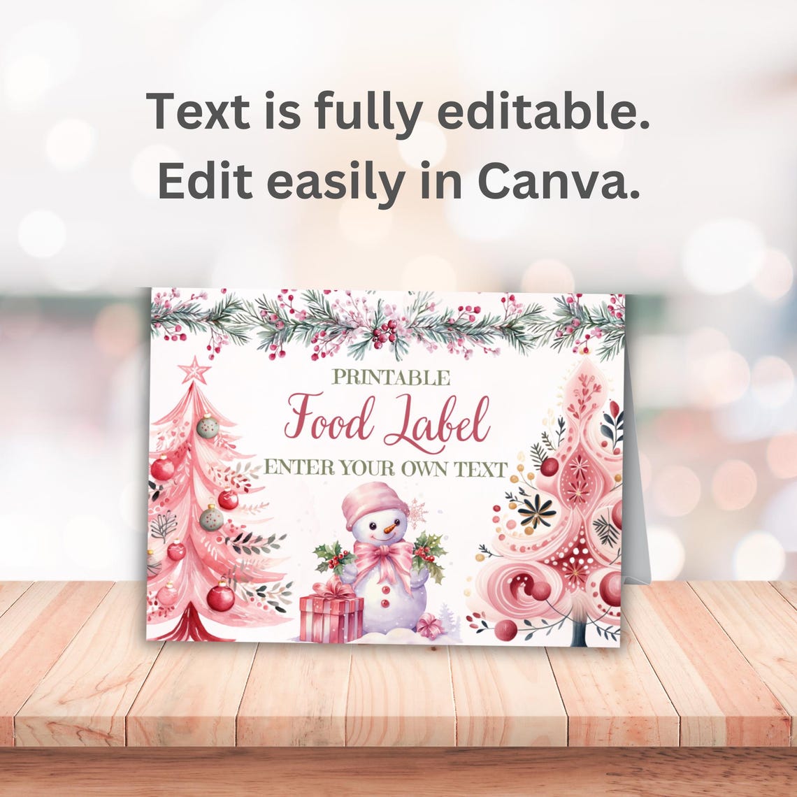 Printable Food Tent Buffet Card Template, Winter Christmas December ...