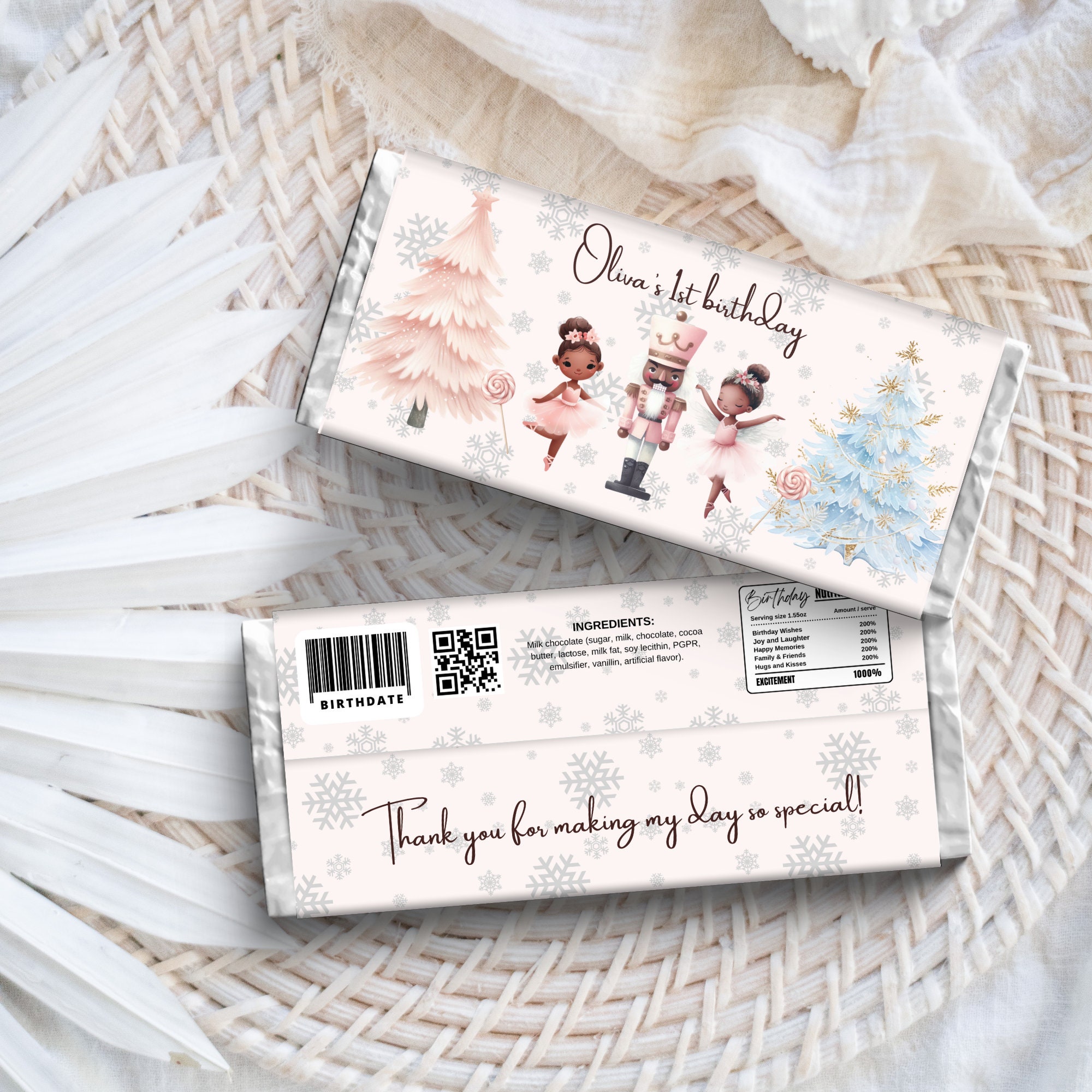 Custom Nutcracker Chocolate Bar Wrappers, Editable Personalized Candy ...
