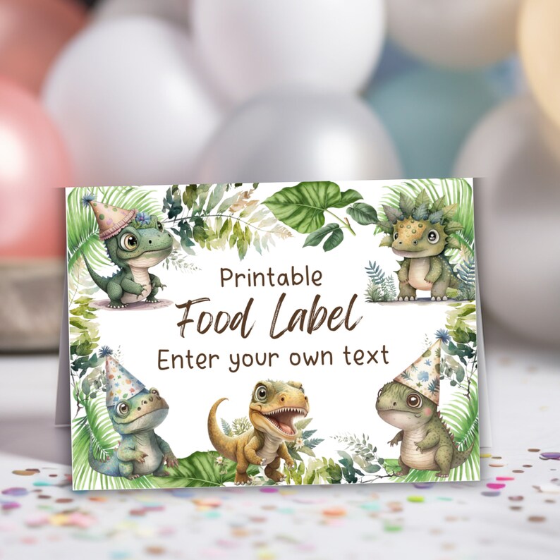 Dinosaur Buffet Table Card, Editable Food Card, Printable Dinosaur ...
