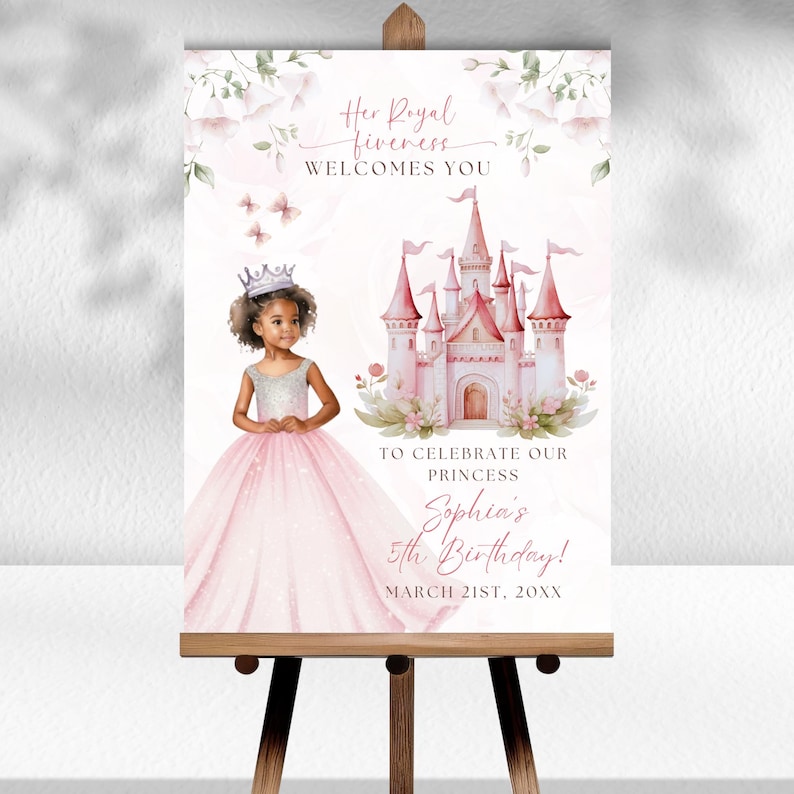 Royal Fiveness Princess Welcome Sign, Customizable Birthday Party ...