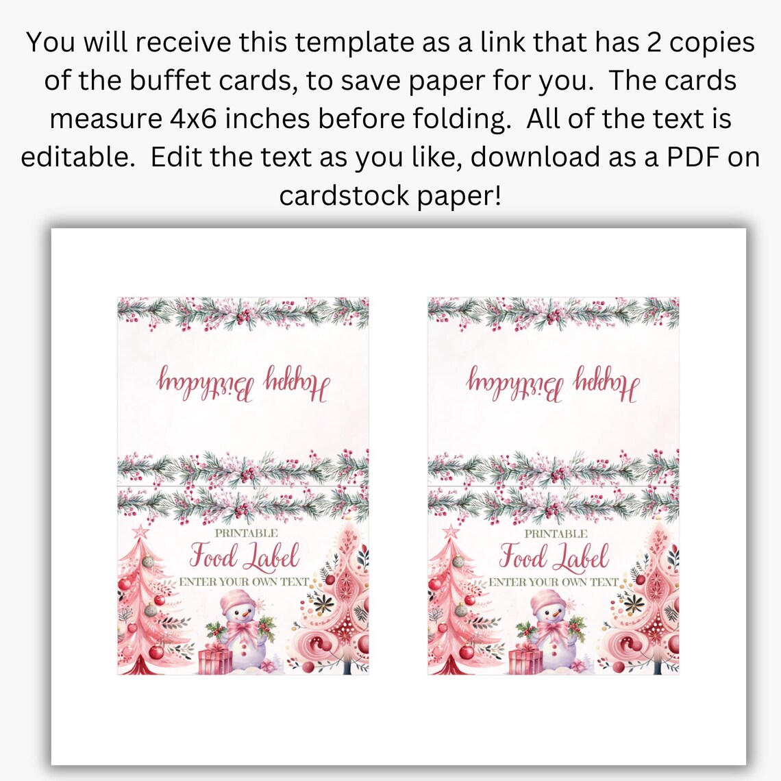 Printable Food Tent Buffet Card Template, Winter Christmas December ...