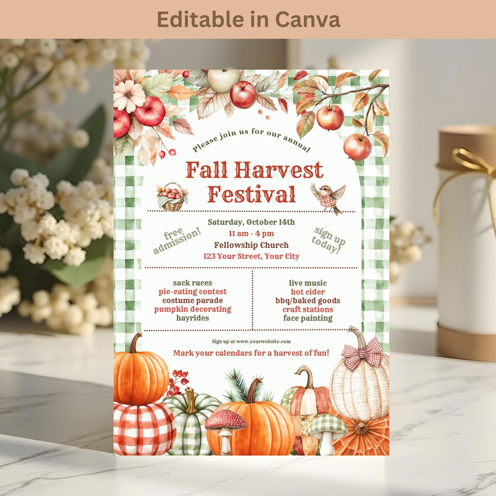Fall Festival Invitation, Editable Autumn Harvest Invite, Instant ...