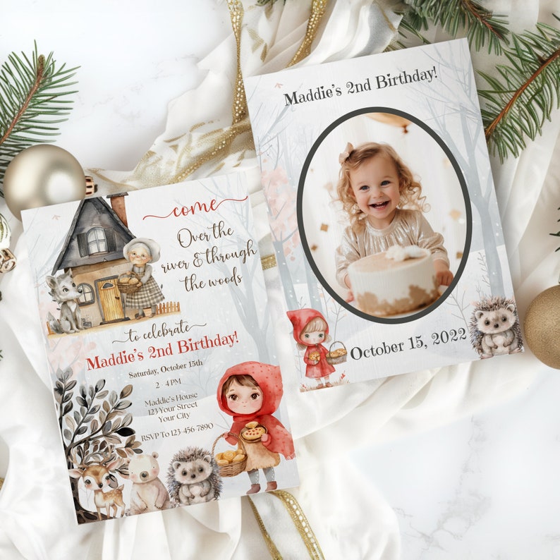 Little Red Riding Hood 2nd Birthday Invitation, Fairytale Printable ...