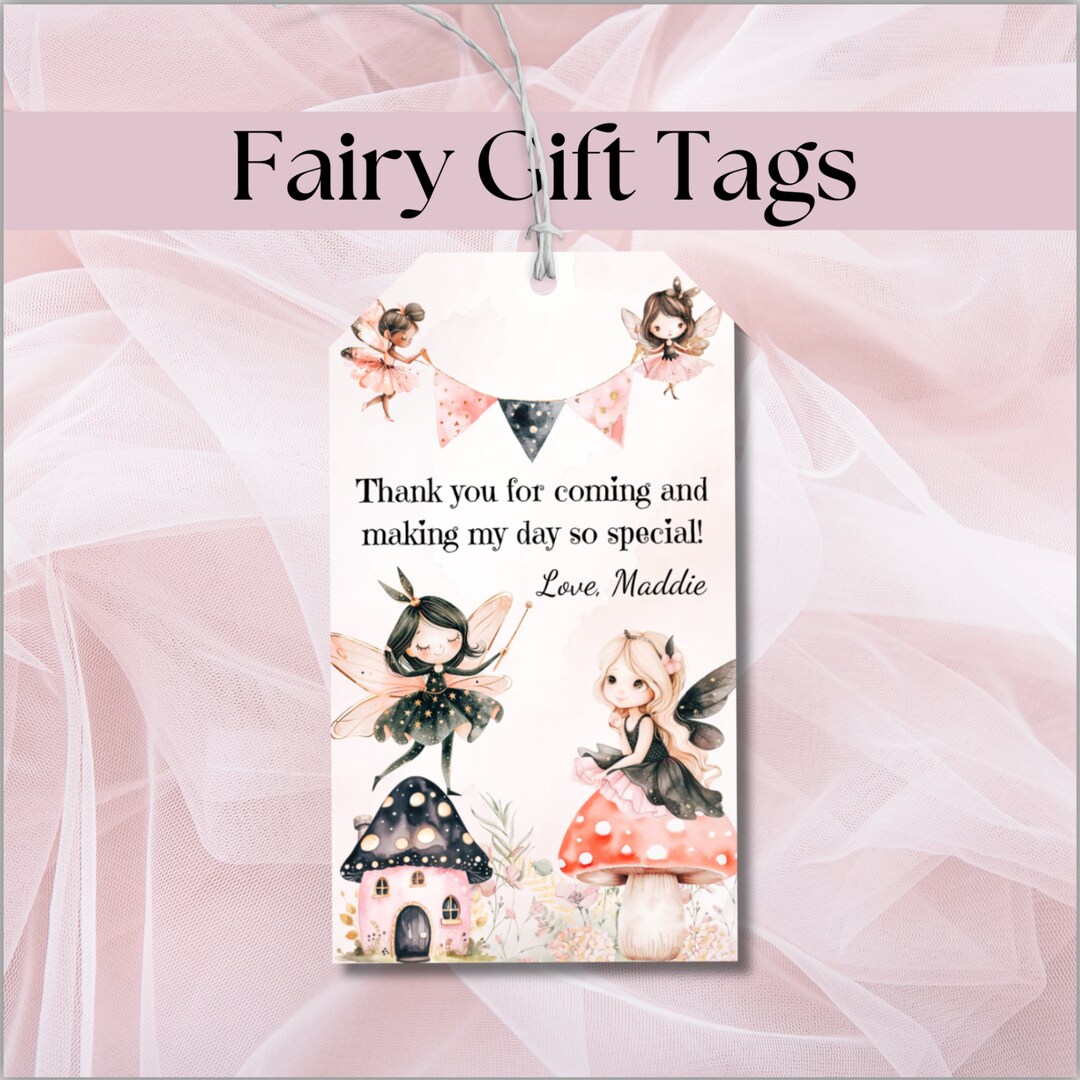 Editable Fairy Gift Tags, DIY Printable, Fairy Birthday Party Decor ...