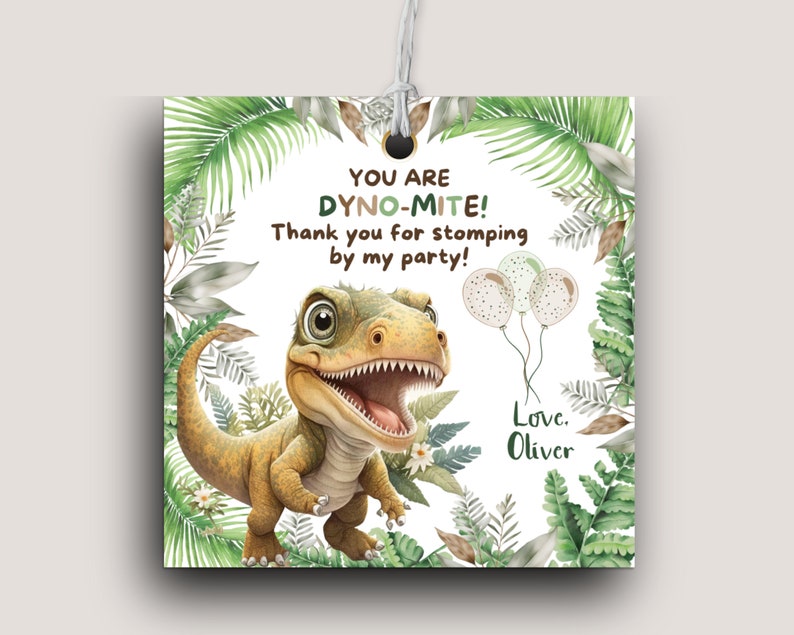 Editable Dinosaur Birthday Party Thank You Tag | T Rex Dinosaur Party ...